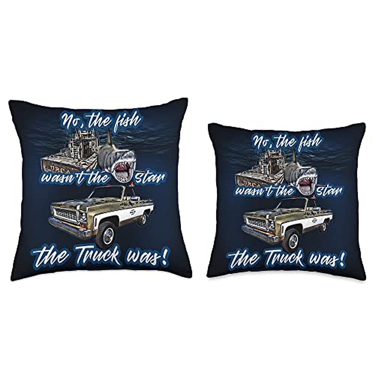 CLICK FOR MORE HOTRODS CUSTOM MUSCLE CARS TRUCKS Fish,Shark,Jaw,Blazer,K5,C10,Squarebody,Truck,1970s Pickup Throw Pillow, 18x18, Multicolor