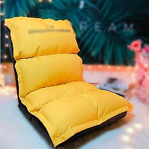 GYDJBD Adjustable Mesh Floor Beanbag Chair, Multi-Angle Thick Lazy Sofa, Cushioned Multifunctional Backrest Support (Color : Yellow)