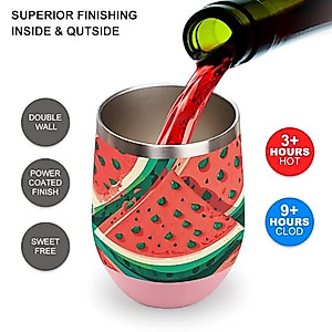 OPTKSNCU 304 Stainless Steel Insulated Cup with Lid, Watermelon Design Print Durable, And Easy to Clean – Ideal for Home, Office, And Gift Giving