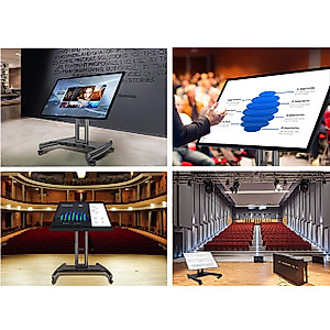 BIGalleons Mobile TV Mount Stand, Low Height Monitor Cart with Wheels for 32-65 inch Flat Curved Screen TV, LED LCD, Height Adjustable, 90°Adjustable Viewing Angle