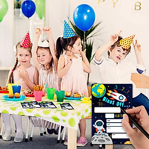 Buildinest Outer Space Birthday Party Invitations with Envelopes (20-Pack), 4"x6" Planets Rocket Ship Astronaut Birthday Invitation Cards, Galaxy Blast Off Party Invites-B15