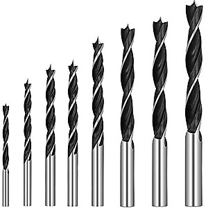 KEWAYO Brad Point Drill Bits, 8 PCS 3-10mm Spiral Twist Wood Drill Bits Set for Soft, Drill Set for Wood, Wood Bits Set,Drill Bit Set, Bit for Wood