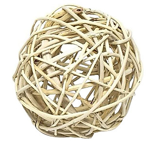 SunGrow Popcorn Ball for Birds, Willow Wicker Vine Rattan Ball, Cage Accessory Hang with String or Wire