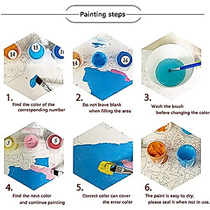 Paint by Numbers for Adults, 6 Pack Paint by Numbers for Kids Beginner Drawing Paintwork with Paintbrushes Cartoon Paint Canvas Oil Painting14X14inch