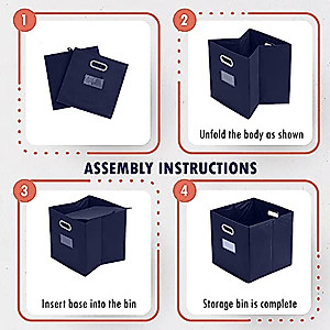 Ornavo Home Foldable Storage Bins Basket Cube Organizer With Dual Handles and Window Pocket - 6 Pack - 12" L x 12" W x 12" H - Navy Blue