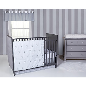 Trend Lab Stag Head 3 Piece Crib Bedding Set, Can Be Used As A Blanket Or A Playmat for Tummy Time, Includes Quilt, Fitted Crib Sheet and Skirt