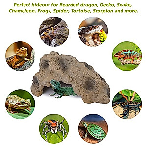 Reptile Hide Rock, Terrarium Decor Hideout Cave for Bearded Dragon, Turtle, Gecko, Lizard, Tortoise Habitat Accessories