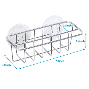 TESOT Sink Caddy Sponge Holder Dish Cloth Hanger 2 in 1 with Upgraded Suction Cups or Adhesive, SUS304 Stainless Steel, No Drilling, Silver