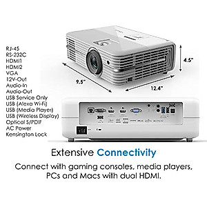 Optoma UHD52ALV Voice Assistant-Compatible DLP Projector for Lights-On Viewing, 3500 Lumen, 3840x2160