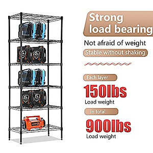FDW 6 Tier Wire Shelving Units Adjustable Metal Storage Rack 23L x 13W x 59H NSF Pantry Shelves Kitchen Organization Shelf for Kitchen Garage Small Places Commercial,Black