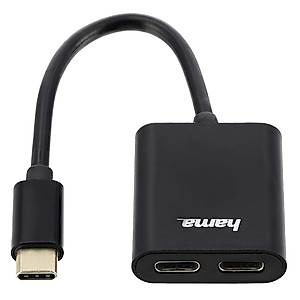 Hama | 2-in-1 USB-C Audio and Charging Adapter, Adapter for 3.5 mm Audio Jack, 00135749