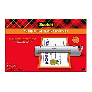Scotch Thermal Laminating Pouches, 25 Pack Laminating Sheets, 3 Mil, 11 x 17 Inches, Education Supplies & Craft Supplies, For Use With Thermal Laminators, Legal Size Sheets (TP3856-25)
