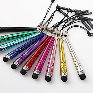 homEdge Mini Stylus Pen Set of 20 Pack, Universal Capacitive Stylus with 3.5 mm Jack Compatible with All Device with Capacitive Touch Screen – 10 Color