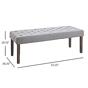 HOMCOM Simple Tufted Upholstered Ottoman Accent Bench with Soft Comfortable Cushion & Fashionable Modern Design, Grey
