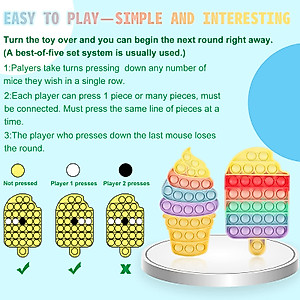 SYAEQ 2PCS Push Bubble Pop Fidget Sensory Toy, Autism Special Needs Silicone Stress Reliever Toy, Anti-Anxiety Squeeze Sensory Toy for Kids Teens Adults Girls Boys (IceCreamCone)
