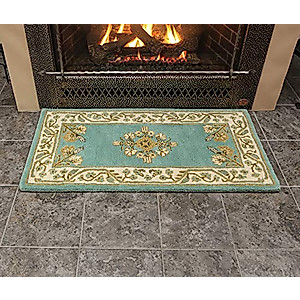 Minuteman International Winter Green Jardin Wool Hearth Rug, Rectangular