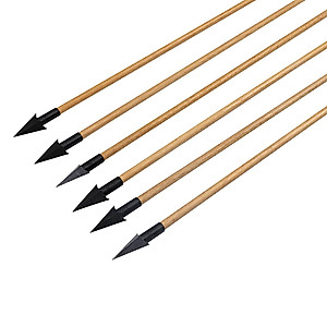 TOPARCHERY Archery Wooden Arrows, 32 inch Traditional Hunting Practice Target Arrow 5 Inch Turkey Feathers Fletching Recurve Bow Longbow(Pack of 6)