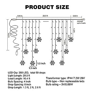 Dazzle Bright 360 LED Icicle String Lights + 6.5 FT 20 LED Pine Cone Christmas String Lights