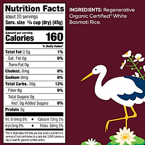 Lundberg Basmati Rice, Long Grain White Rice - Non-Sticky, Fluffy, Nutty, Aromatic Rice, Vegan Food, Healthy Meals, Gluten-Free Rice Grown in California, 32 Oz
