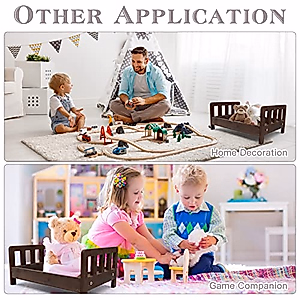 SPOOKI Newborn Photography Props Bed，0-2 Months Brown Wooden Posing Baby Photoshoot Props Bed, Boys Girls Doll Bed Studio Props with Box for Newborn Photoshoot (A)