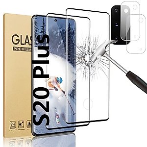 Galaxy S20 Plus Screen Protector [2+2 Pack] With Camera Lens Protector，9H hardness，Compatible Fingerprint，3D Full Coverage，for Samsung Galaxy S20 Plus/S20+ 5G 6.7 inch Tempered Glass Screen Protector