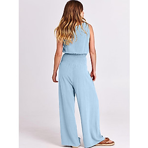 ANRABESS Women's 2 Piece Linen Lounge Set Casual Matching Pants Jumpsuit Summer Beach Travel Vacation Trendy Outfits X-Large
