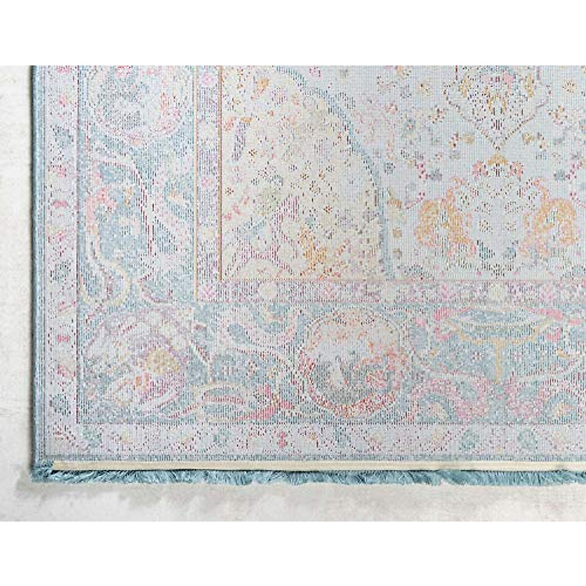 Unique Loom Baracoa Collection Area Rug - Rumba (8' 4" x 10' Rectangle, Light Blue/ Cream)