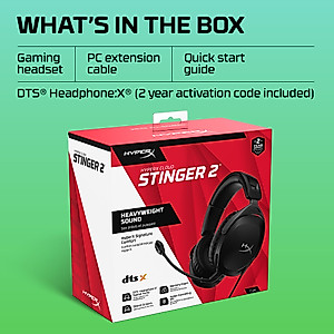 HyperX Cloud Stinger 2 Core - Gaming Headset for Playstation, Lightweight Over-Ear Headset with mic, Swivel-to-Mute Function, 40mm Drivers - Black