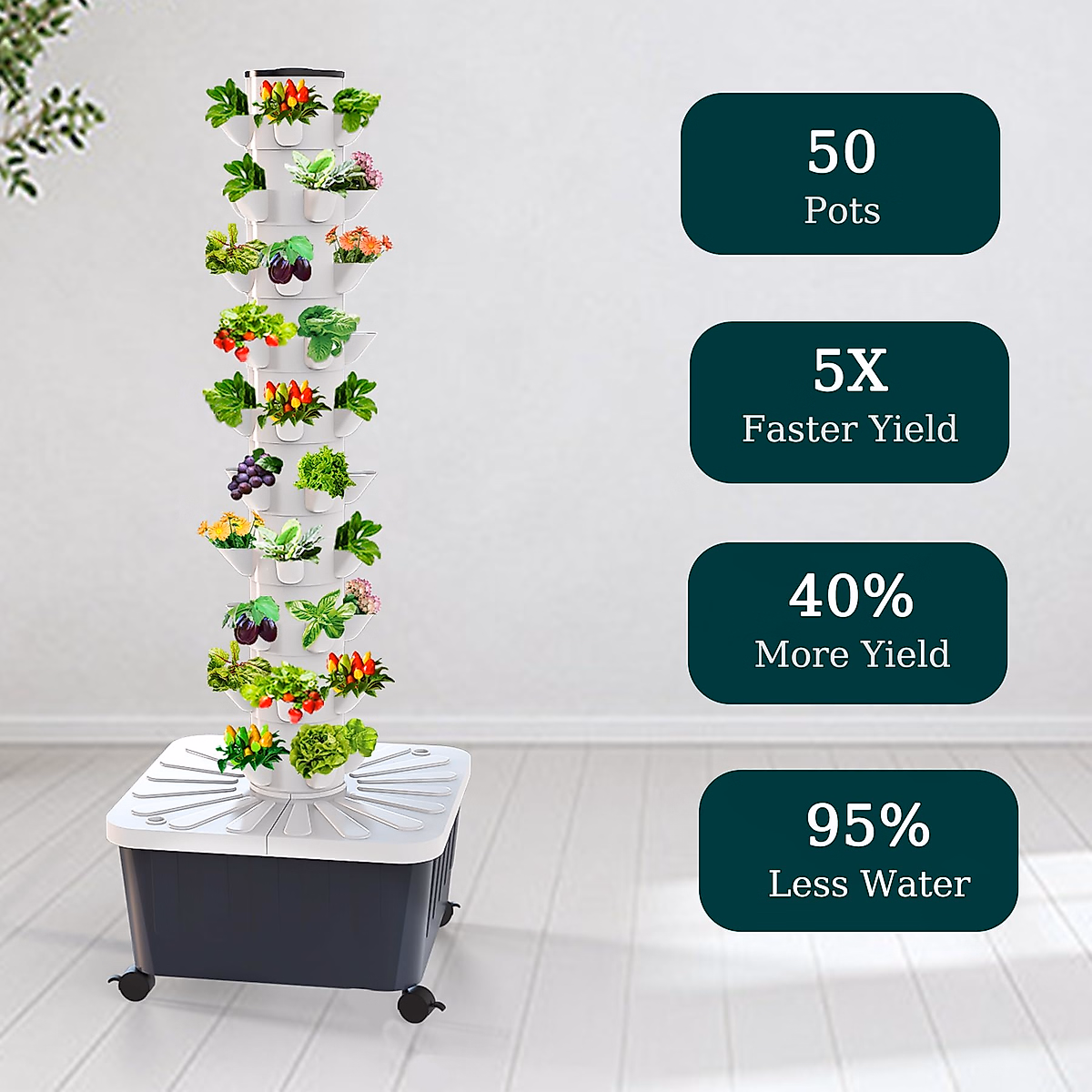 Sjzx Hydroponic Growing System(No Seedlings Included) | 50-Pod Hydroponic System | Outdoor Indoor Vertical Garden | Home Gardening System for Indoor Herbs and Vegetables | BPA-Free