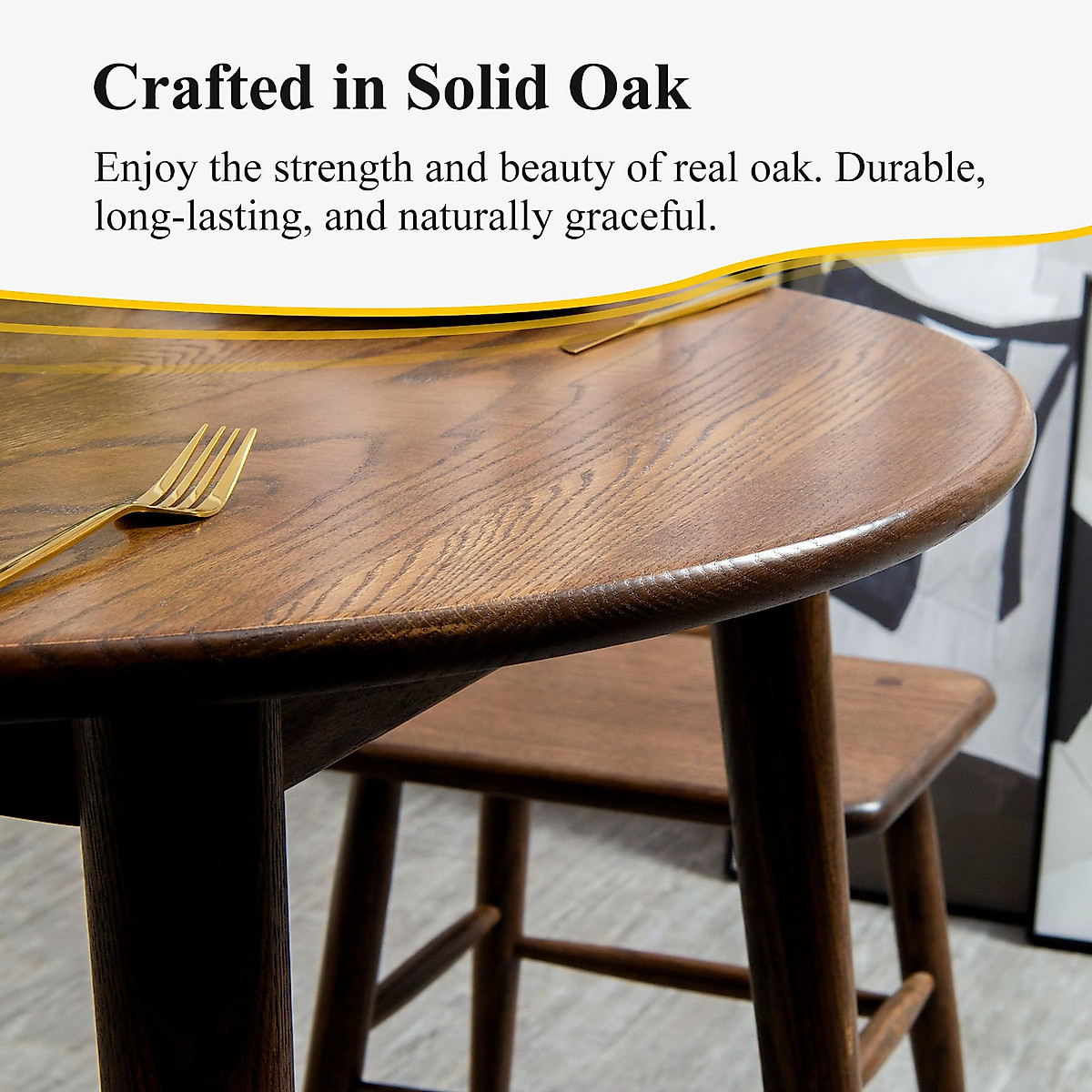 Cttasty Dining Table, Solid Wood Small Modern Round Dining Room Table with Oak Finish for 2, Small Dining Table 31.5 L x 31.5 W x 29.5 H in Inches, (Walnut)