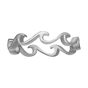 Aloha Jewelry Sterling Silver Hawaiian Inifinty Ocean Wave Stackable Ring Wedding Eternity Band (Sterling, 7)