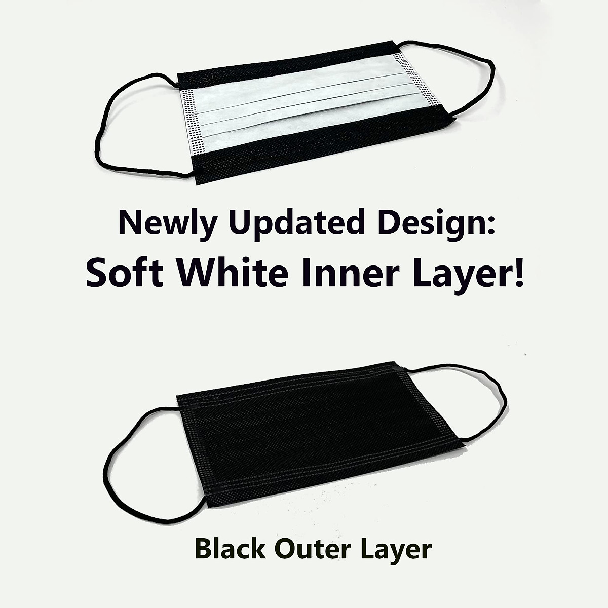 MagiCare Made in USA Masks - Black Face Masks Disposable - Premium 3 Ply Face Mask for Adults - Comfortable, Soft, Breathable - Black Face Masks Disposable Made in USA - 50ct Box