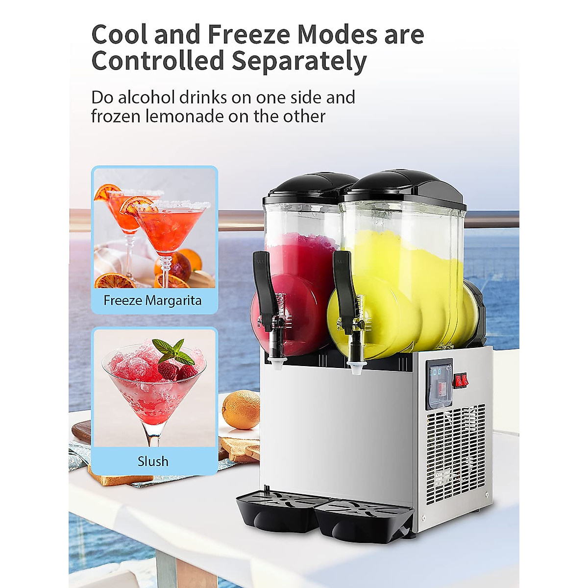 Commercial Slushy Machine, 30L Margarita Machine, Slush Frozen Drink Maker with Automatic Cleaning, Stainless Steel Margarita Smoothie Slushie Machine for Restaurant Bar Party