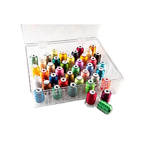 The Quilted Bear Modern Stackable Clear Acrylic Thread Box, 80 Spool Storage - Sewing Organizer