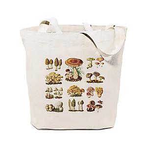 GXVUIS Vintage Mushrooms Canvas Tote Bag for Women Aesthetic Boho Reusable Grocery Shoulder Shopping Bags Girls Gifts White