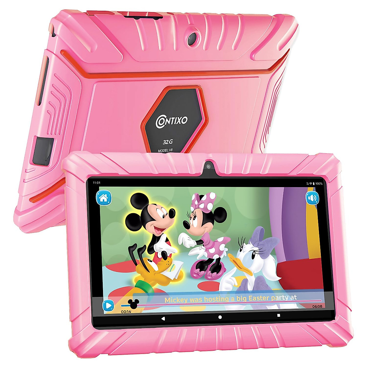 Contixo Kids Tablet - V8 7" Toddler Tablet, Ages 3-7, Android 11 Tablet for Kids, Disney Edition Pre-Installed, Parental Control, WiFi, Teacher Approved Learning Tablet for Boys Girls (Pink)