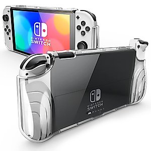 Mumba Case for Nintendo Switch OLED 2021, [Thunderbolt Series] Protective Clear Cover with TPU Grip Compatible with Nintendo New Switch OLED 7 Inch Console and Joy-Con Controller (Clear)