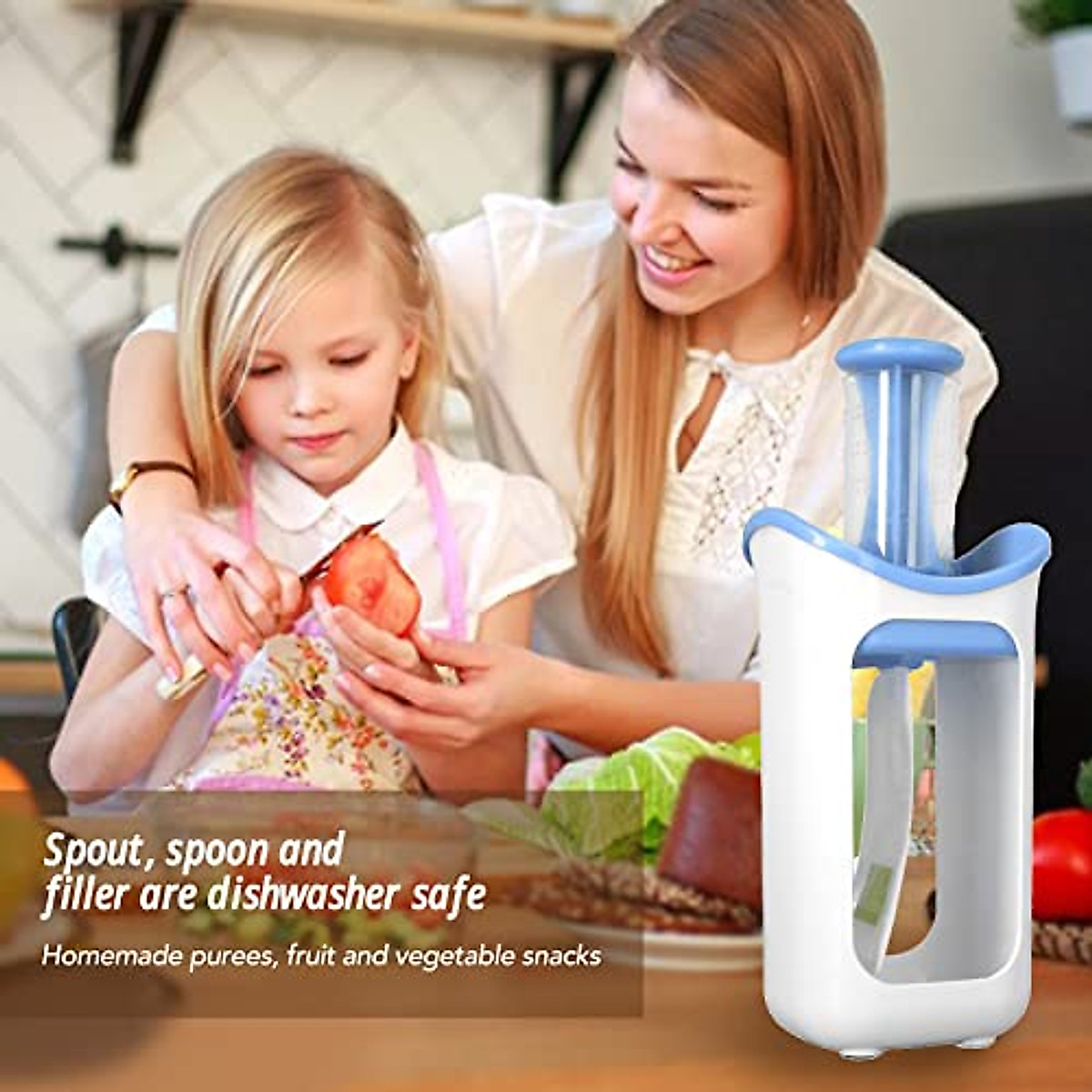 YEmirth Baby Food Maker with 10PCS Pouch, Squeezes Station Fresh Fruit Juice Puree Squeezer Reusable Storage Bags for Snacks Storage, Perfect Home Outdoor Camping Traveling(A1)