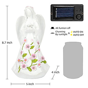 Garden Angel Gift for Women, Garden Angels Outdoor Statue, Guardian Angel Figurines Light, White Solar Angel Statues Decor for Cemetery, for Grandma Mom