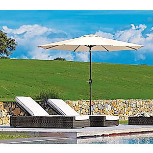 Devoko 9 FT Patio Umbrella Outdoor Table Market Umbrella with Easy Push Button Tilt for Garden, Deck, Backyard and Pool (Beige)