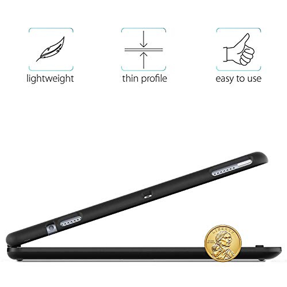 YEKBEE iPad Keyboard Case for iPad 2018 (6th Gen) - iPad 2017 (5th Gen) - iPad Pro 9.7 - iPad Air 2 & 1 - Thin & Light - 360 Rotatable - Wireless/BT - Backlit 7 Color (9.7, Black)