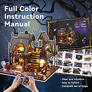 Flever Dollhouse Miniature DIY House Kit Creative Room with Furniture for Romantic Artwork Gift (Luna Magic House)