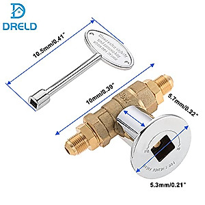 1/2" Straight Quarter Turn Shut-Off Gas ValveFire Pit Gas Kit for Natural Gas LP Gas Fire Pits, 3/8 Male Flare x 1/2 NPT Fittings with Polished Chrome Flange Brass Body and 3" Key