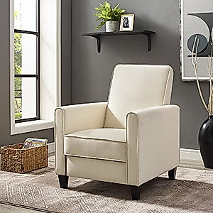 Landon Manual Pushback Recliner Chairs, Customizable Comfort in a Compact Design Reclining Chair, Small Recliners for Small Spaces with Adjustable Footrest, Linen Push Back Recliner Chair – Dark Gray