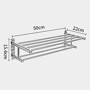 Towel Rack Stainless Steel Towel Shelf Wall Mounted Hand Towel Holder Double Towel Rail Bathroom Towel Shelf for Bathroom Kitchen -A-50cm (Color : A50cm)