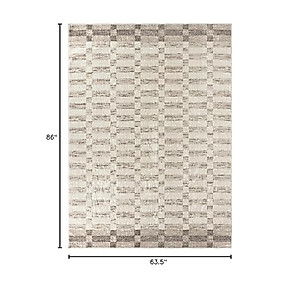 LUXE WEAVERS Checkered Geometric Beige 5x7 Area Rug, Indoor Carpet