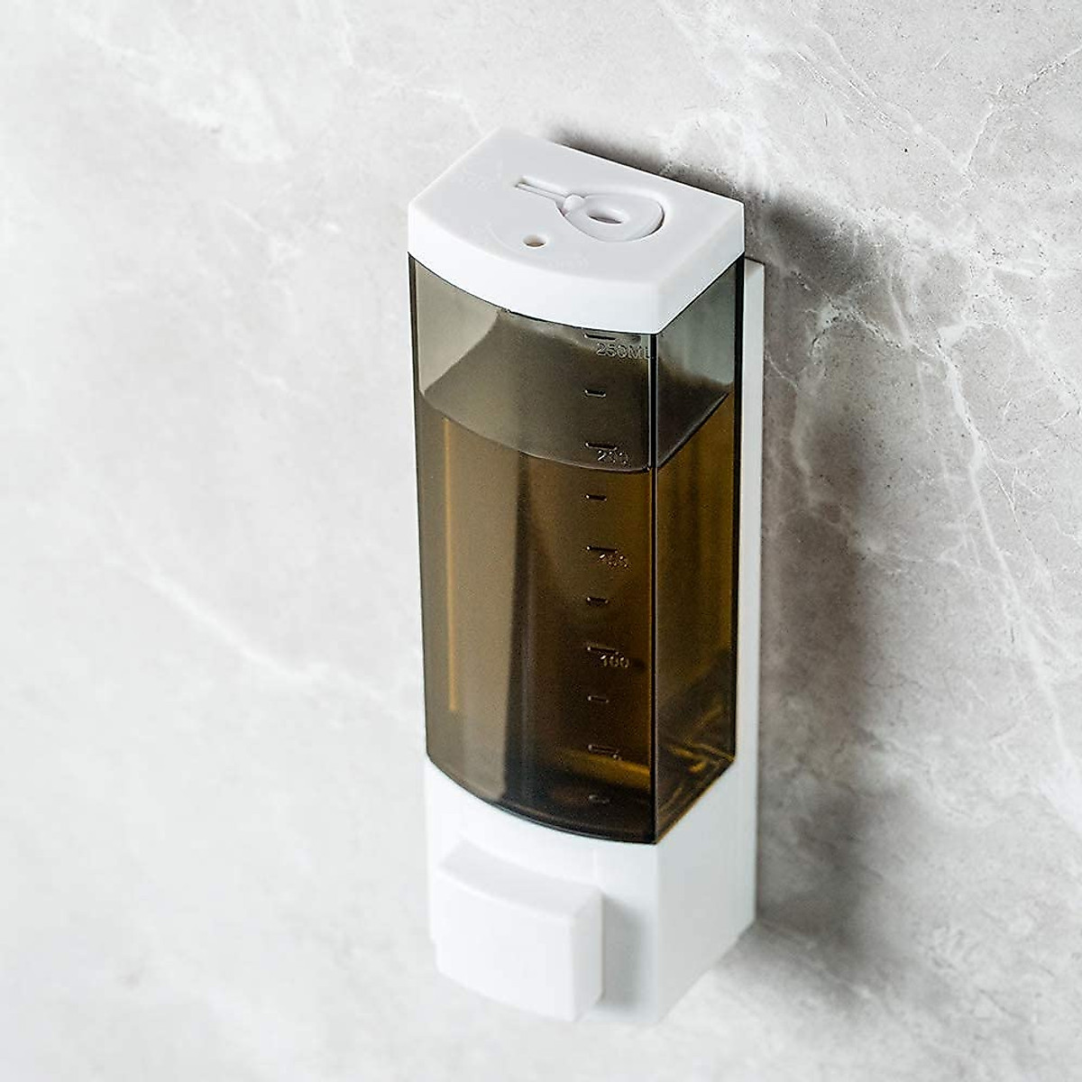 Soap Dispensers 250ml ABS Plastic Drill Free with Adhesive or Wall Mount with Screws Liquid Hand Soap Dispenser for Bathroom or Kitchen Gray