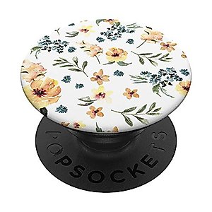 Yellow Blue Floral Flowers Pattern PopSockets PopGrip: Swappable Grip for Phones & Tablets