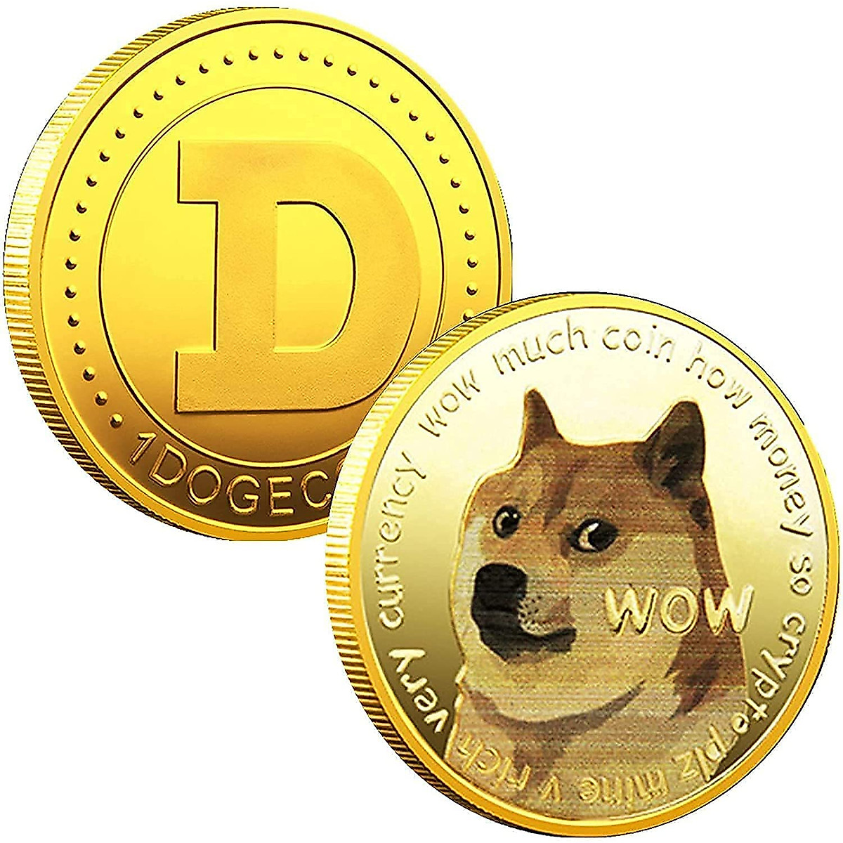 Generl 2 PCS-1 oz Dogecoin Commemorative Coin 2021 Gold-Plated, Silver-Plated, Dogecoin Limited Edition Collectible Coins, with Protective Cover, Display Stand —Gifts for Dog Lovers