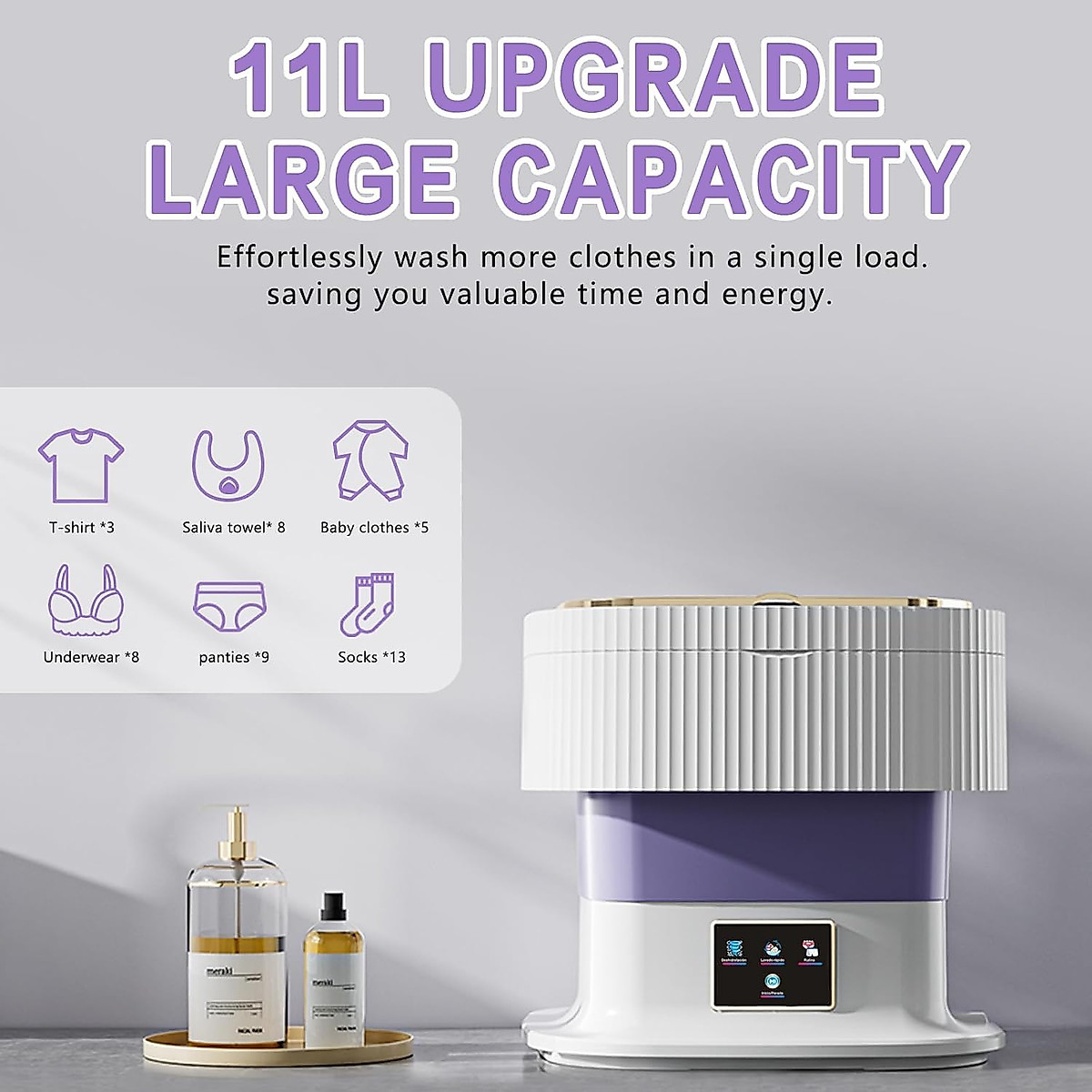 Mini washing machine,Portable washing machine 11.5L,portable washer machine,Mini washer for apartments, dormitories, hotels